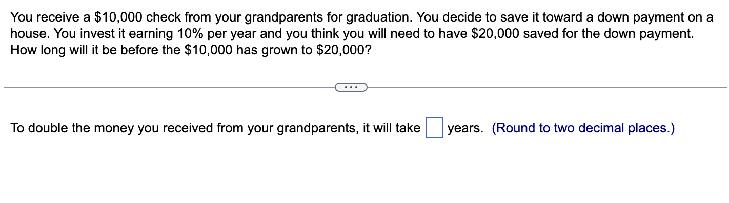 Solved You receive a $10,000 check from your grandparents | Chegg.com
