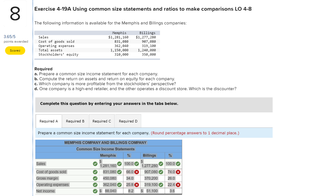 Solved Exercise 4-19A Using common size statements and | Chegg.com