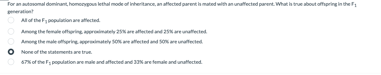 Solved For an autosomal dominant, homozygous lethal mode of | Chegg.com