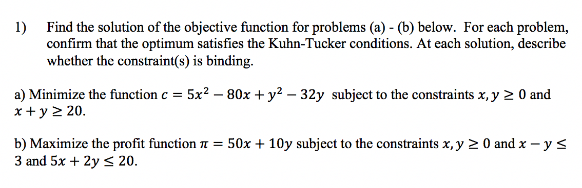1) Find the solution of the objective function for | Chegg.com
