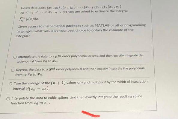 Solved Given data pairs | Chegg.com