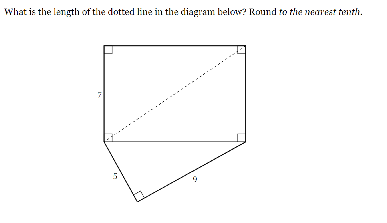 Solved What is the length of the dotted line in the diagram | Chegg.com