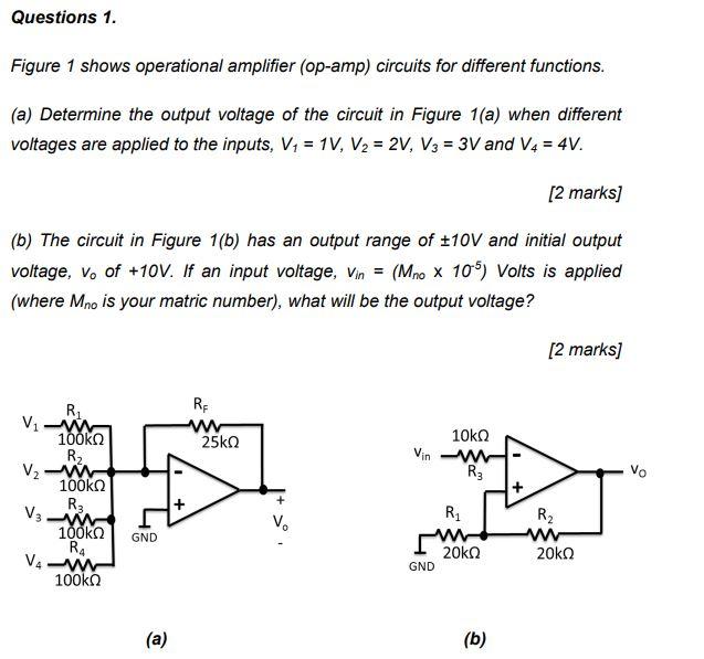 Solved Questions 1. Figure 1 shows operational amplifier | Chegg.com