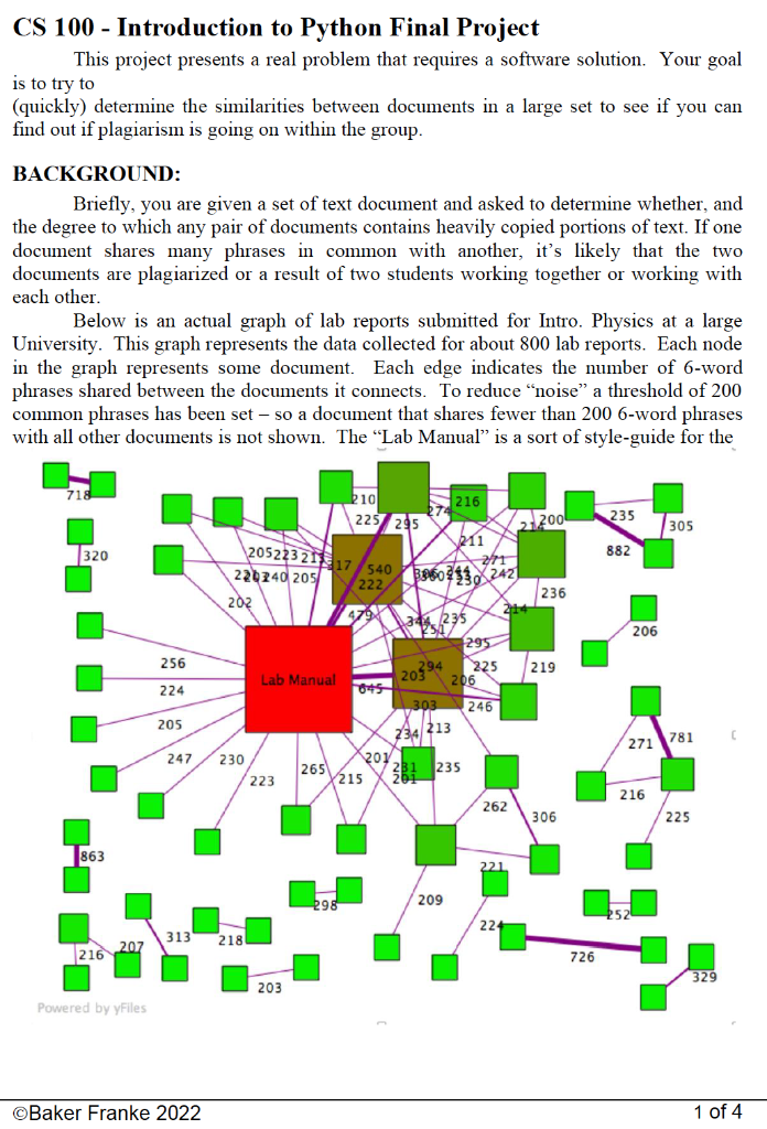 CS 100 - Introduction to Python Final Project This | Chegg.com