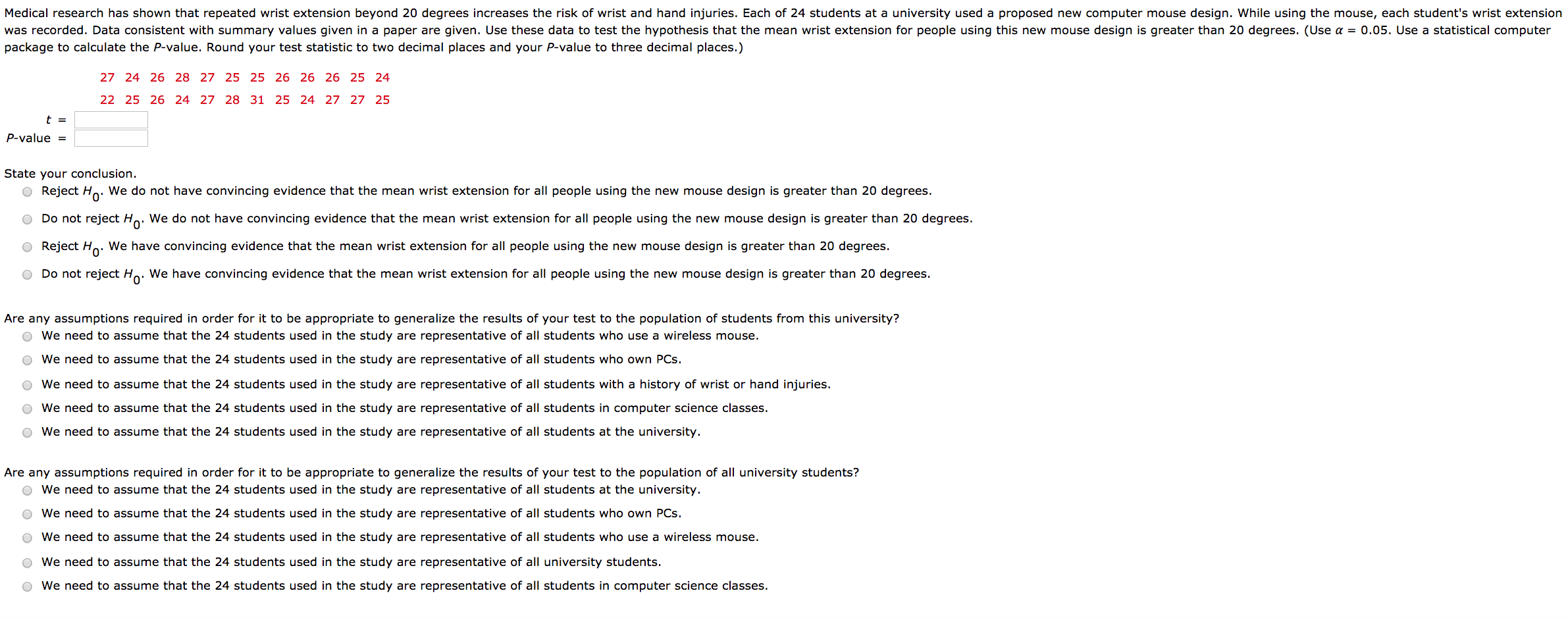 Solved Medical research has shown that repeated wrist | Chegg.com