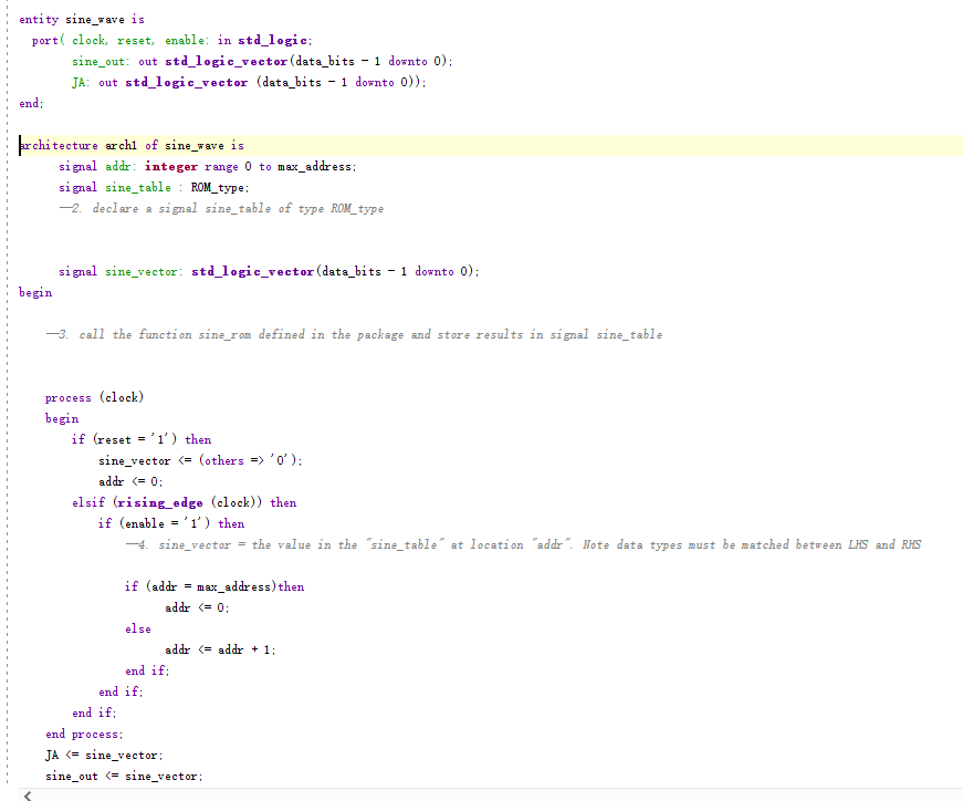 Solved Architecture archl of sine_wave is signal addr: | Chegg.com