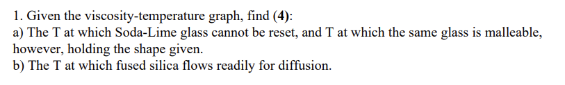 Solved 1. Given the viscosity-temperature graph, find (4): | Chegg.com