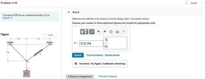 Solved Problem 3.18 Part A The spring DB has an unstretched | Chegg.com