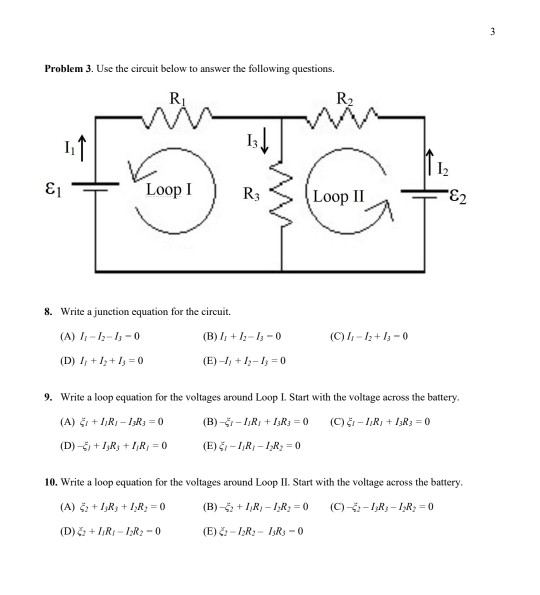 Solved Problem 3. Use the circuit below to answer the | Chegg.com