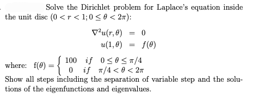 Solved = = Solve the Dirichlet problem for Laplace's | Chegg.com