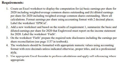 Learning Objectives 1. Create Excel worksheet 2. Use | Chegg.com
