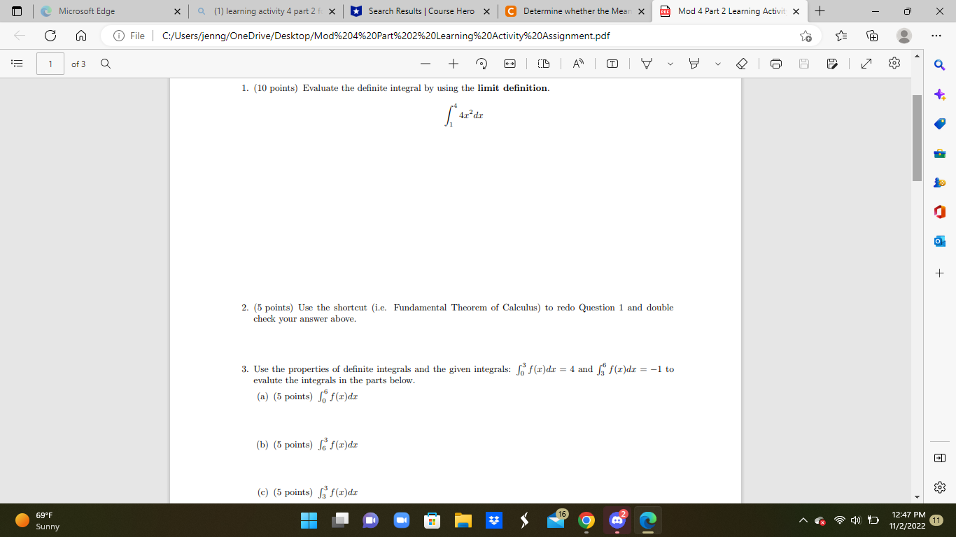 Solved Evaluate the definite integral by using the limit | Chegg.com