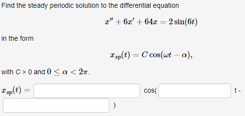 Solved Find the steady periodic solution to the differential | Chegg.com