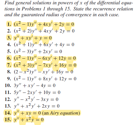 Solved Find general solutions in powers of x of the | Chegg.com