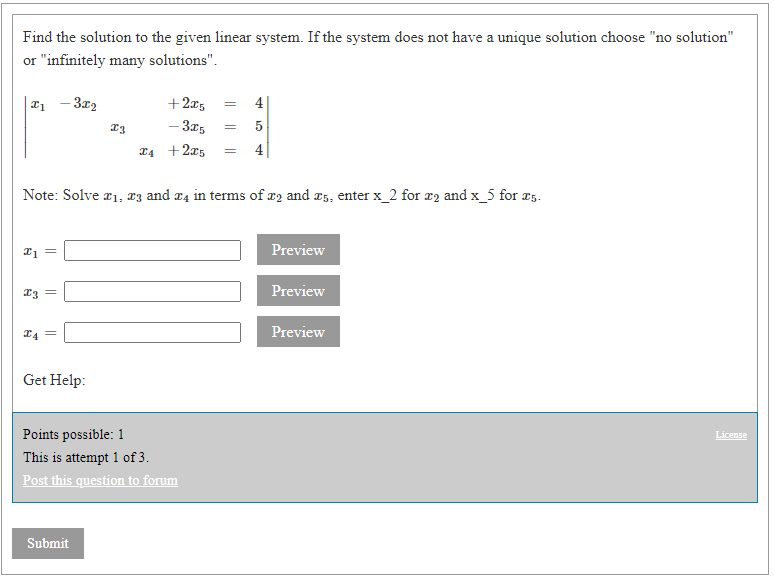 Solved Find the solution to the given linear system. If the | Chegg.com