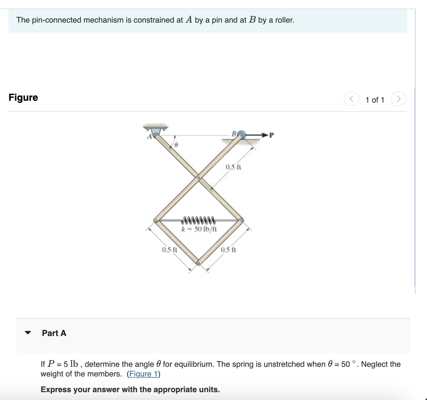 Solved The pin-connected mechanism is ﻿constrained at A by | Chegg.com