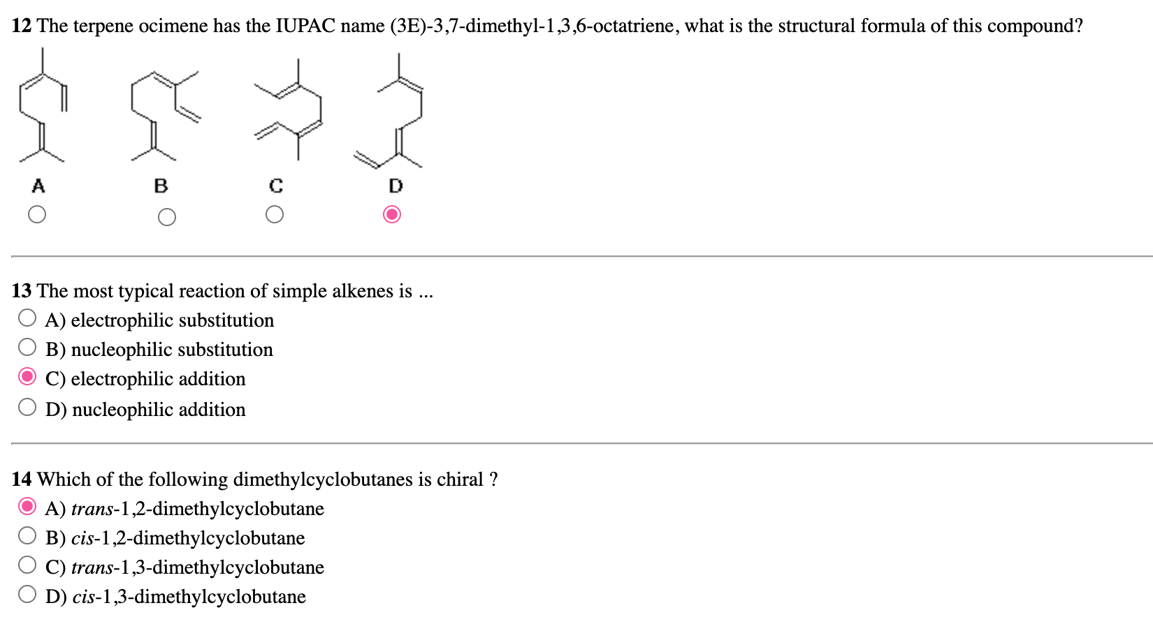 Solved Correct answers are marked. For each of these organic | Chegg.com