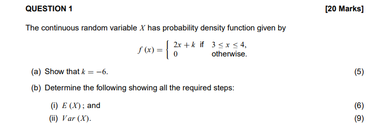 Solved The continuous random variable X has probability | Chegg.com