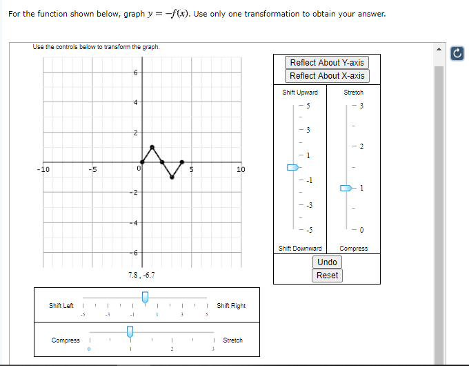 Solved For the function shown below, graph y = -f(x). Use | Chegg.com