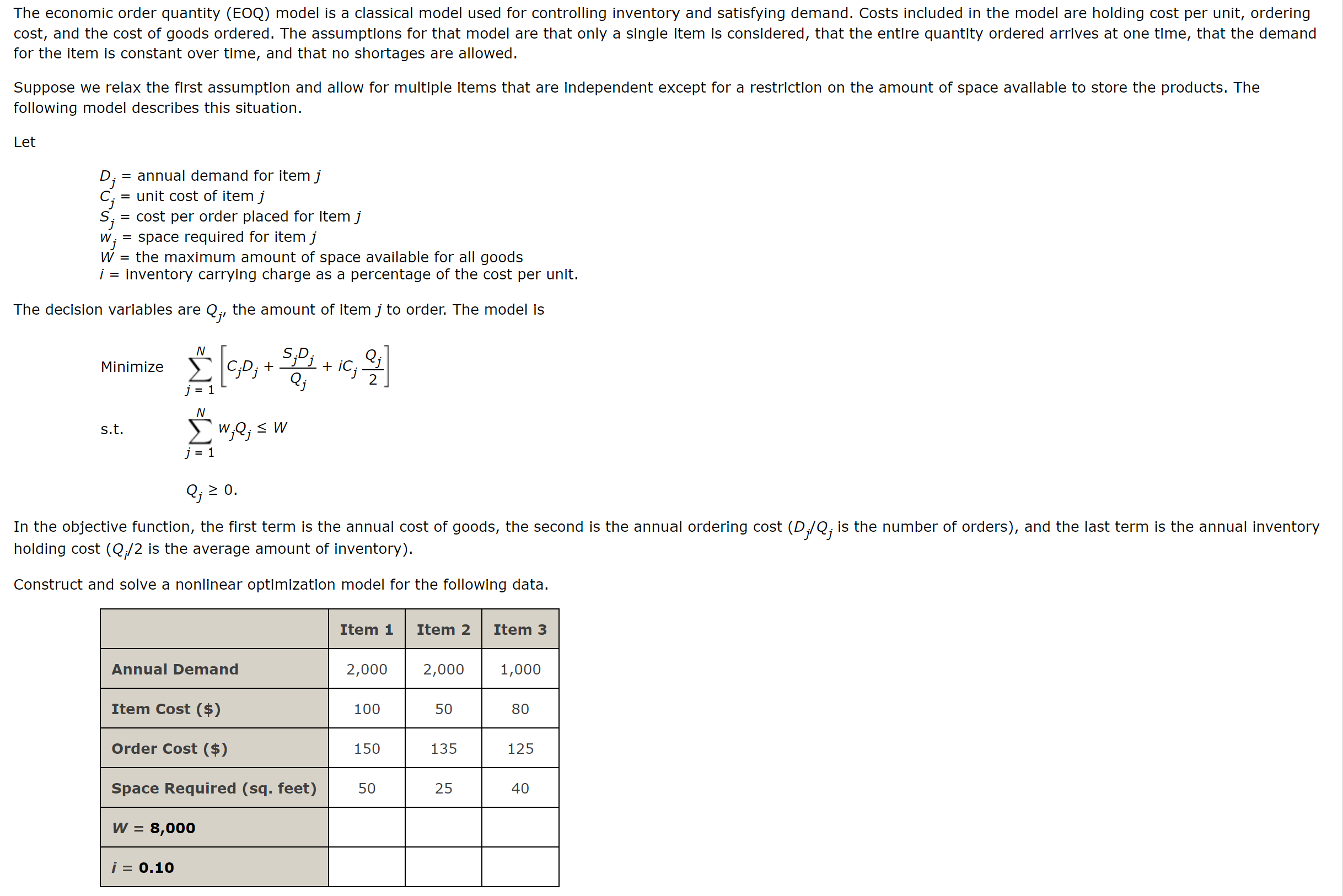 The Economic Order Quantity Eoq Model Is A 