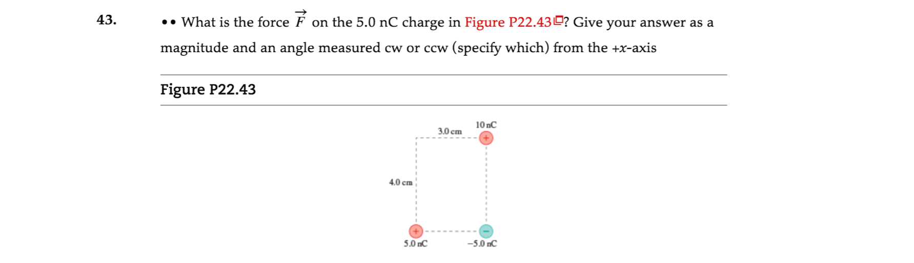 Solved • What is the force F on the 5.0nC charge in Figure | Chegg.com