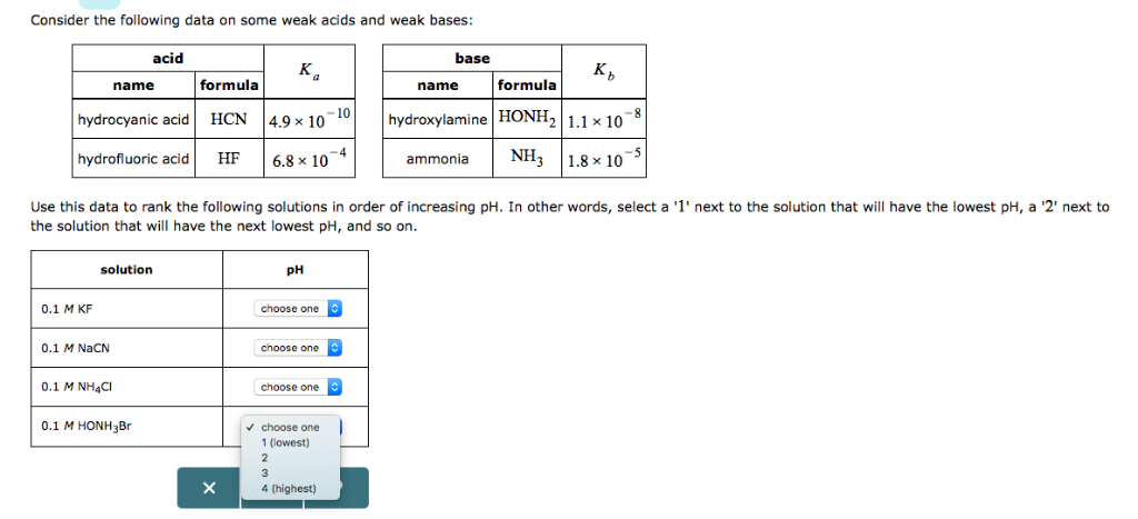 Solved Consider the following data on some weak acids and | Chegg.com