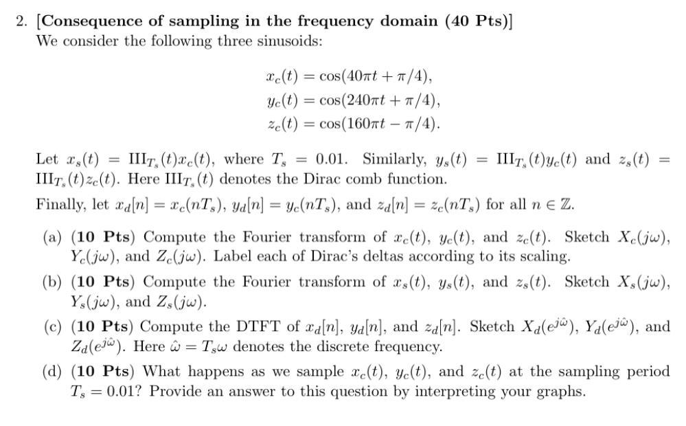 2. [Consequence of sampling in the frequency domain | Chegg.com