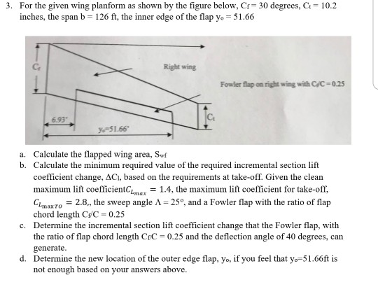 Solved 3. For the given wing planform as shown by the figure | Chegg.com