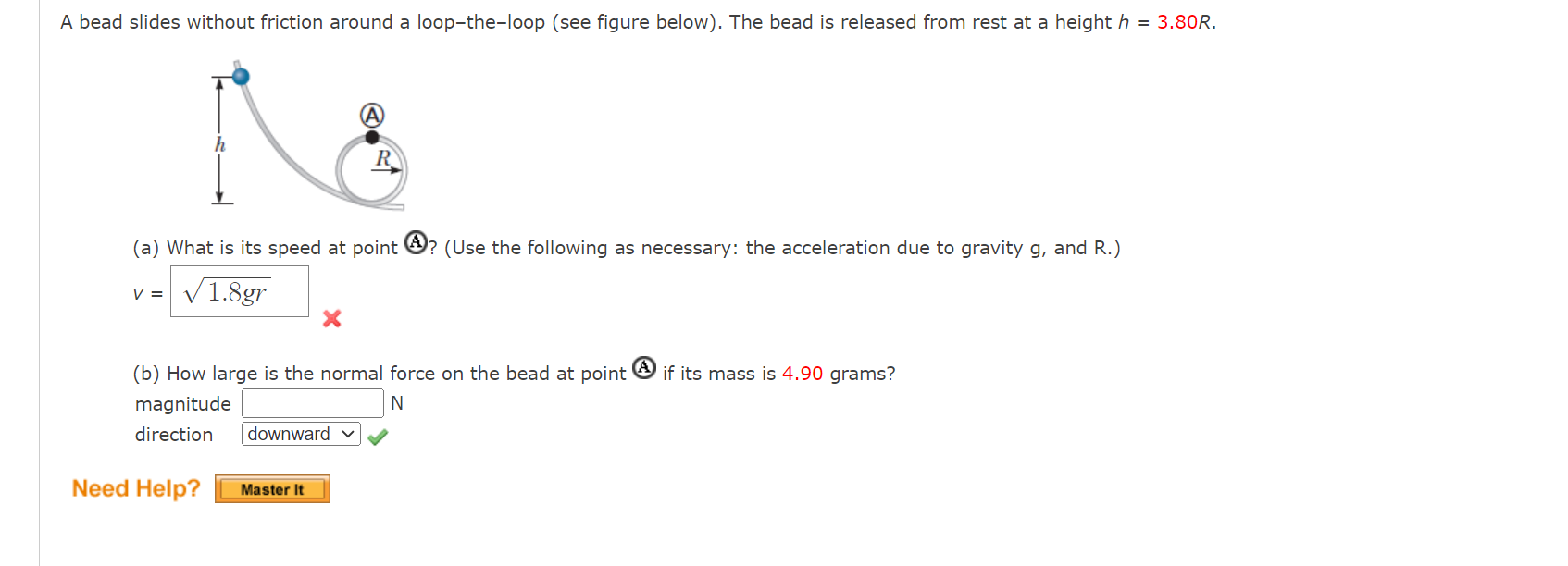 Solved bead slides without friction around a loop-the-loop | Chegg.com