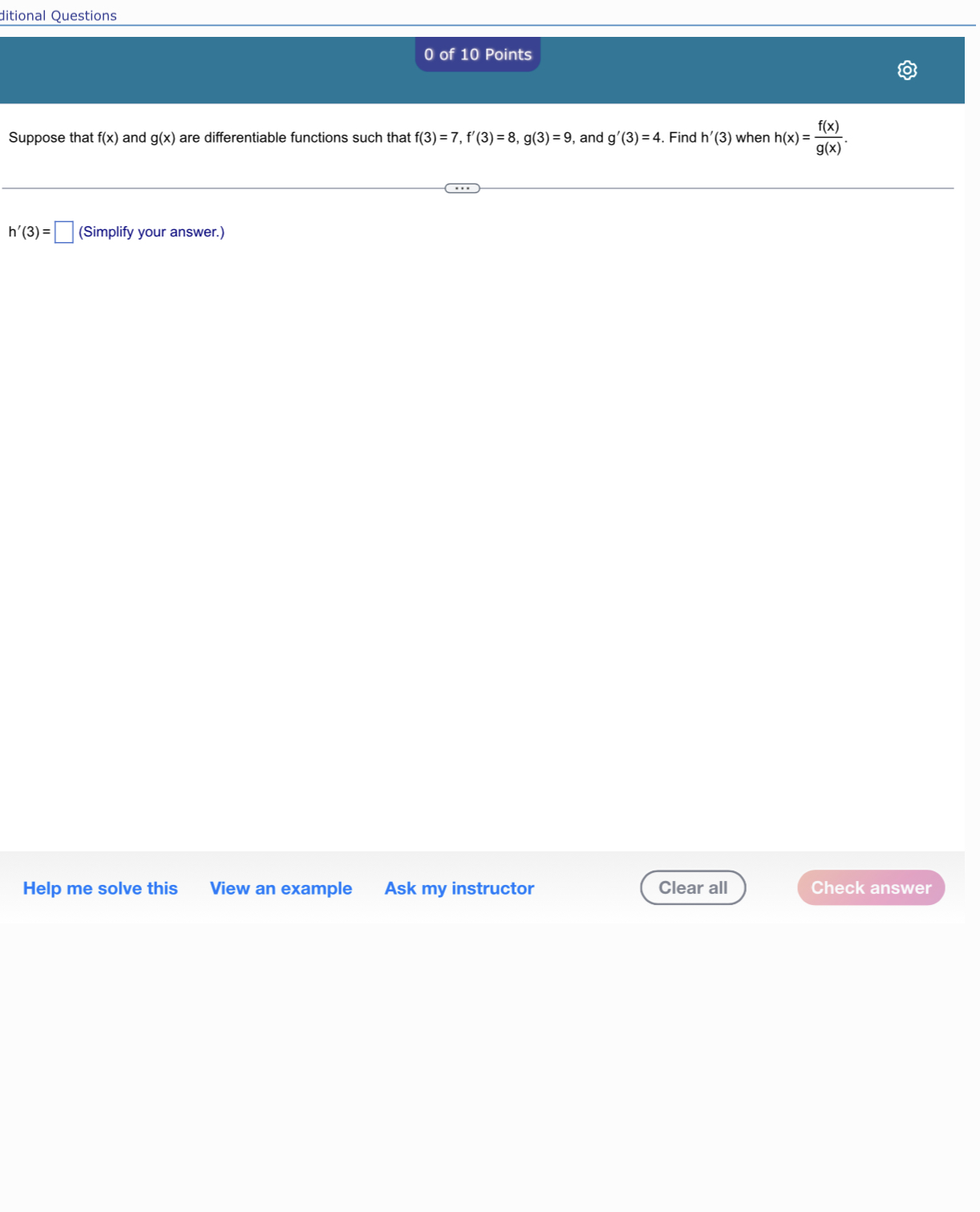 Solved Suppose that f(x) and g(x) are differentiable | Chegg.com