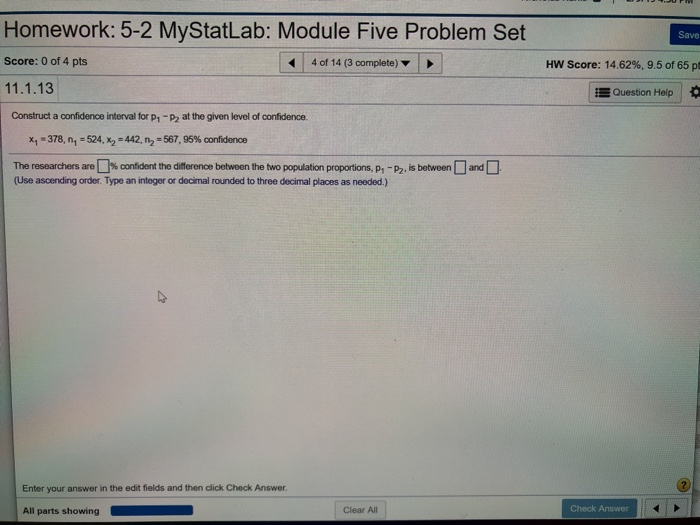 Solved Homework: 5-2 MyStatLab: Module Five Problem Set | Chegg.com