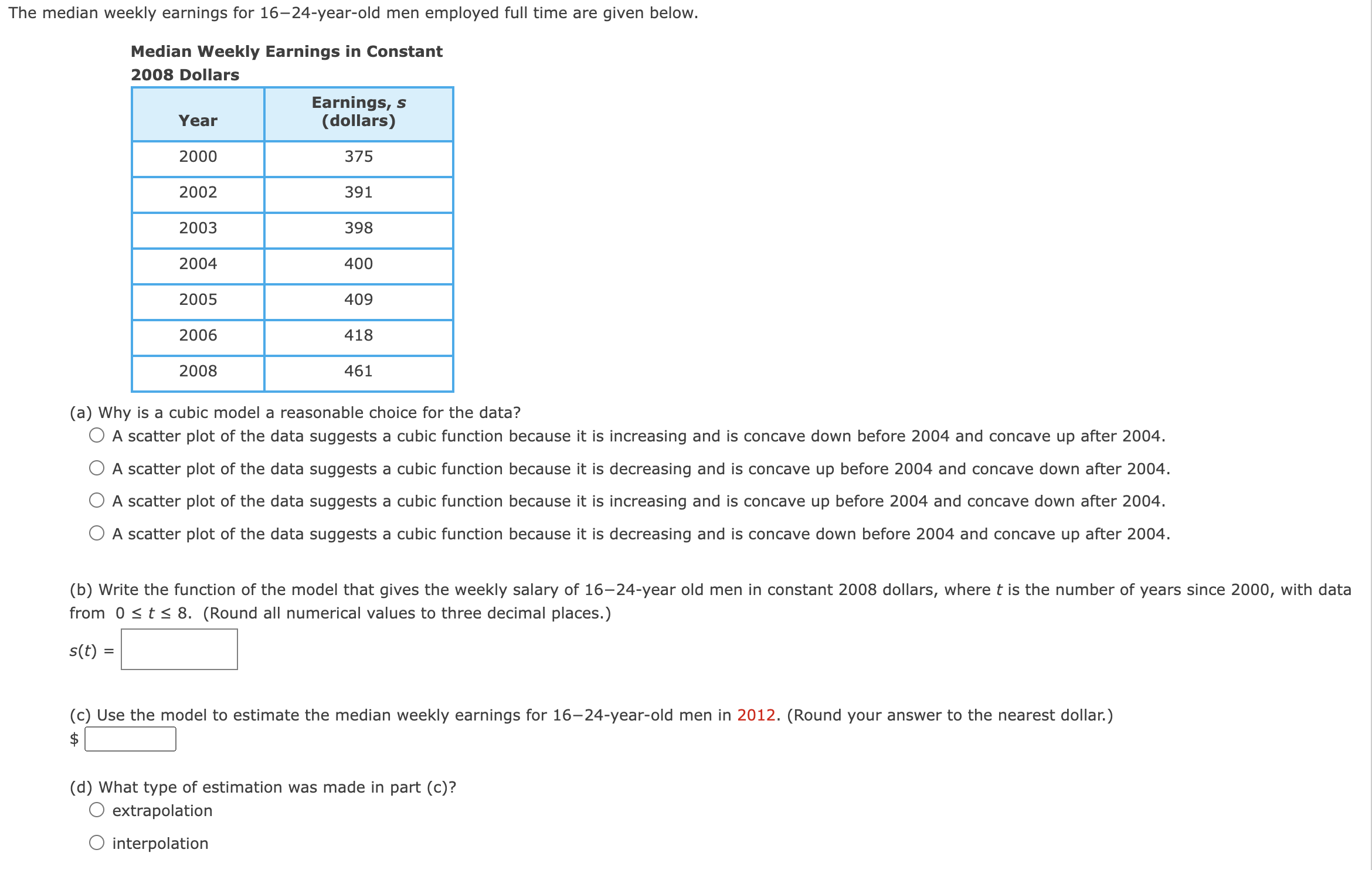 Solved ie median weekly earnings for 16−24−year−old men | Chegg.com