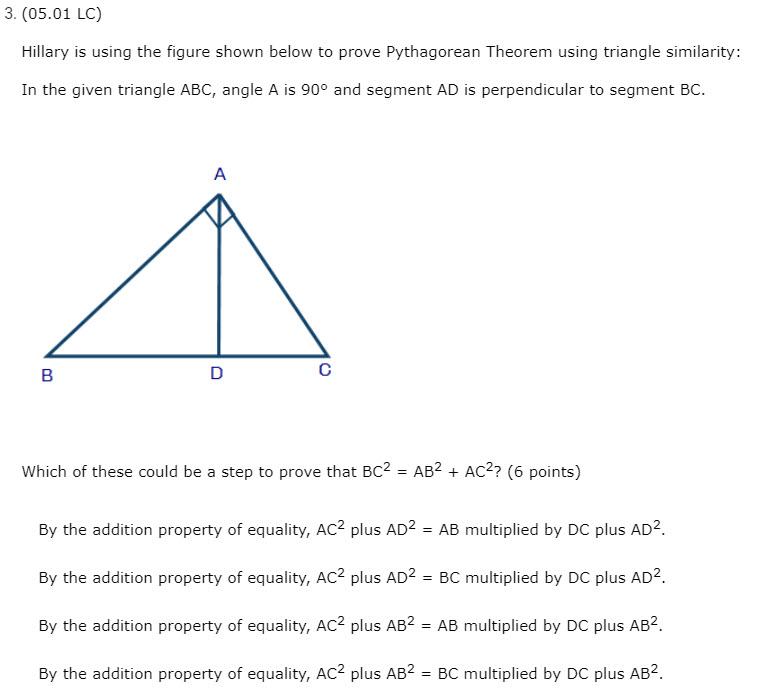 Solved 3. (05.01 LC) Hillary is using the figure shown below | Chegg.com
