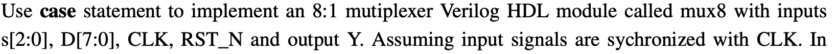 Solved Use case statement to implement an 8:1 mutiplexer | Chegg.com