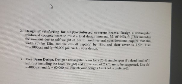 Solved 1. Analysis of Singly reinforced concrete beam. For | Chegg.com