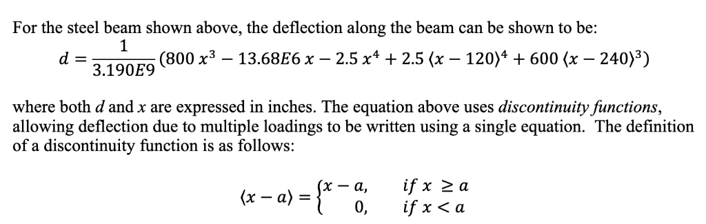 MATLAB FUNCTION TO FIND DEFLECTION OF A BEAM For | Chegg.com MATLAB FUNCTION TO FIND DEFLECTION OF A BEAM For | Chegg.com