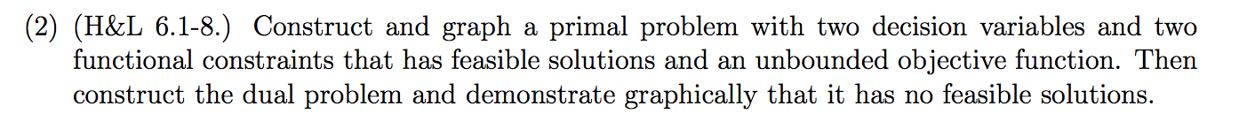 Solved (2) (H&L 6.1-8.) Construct and graph a primal problem | Chegg.com