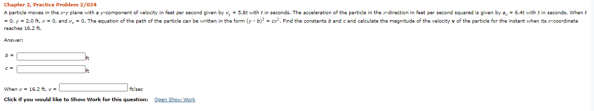 Solved Chapter 2, Practice Problem 2/034 A particle moves in | Chegg.com