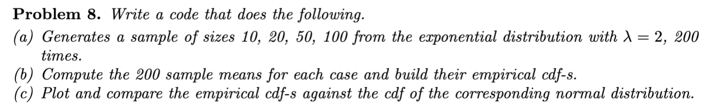 Solved Problem 8. Write a code that does the following. (a) | Chegg.com