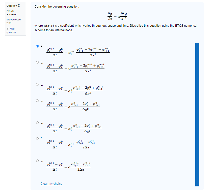 Solved Consider the governing equation: ∂t∂φ=α∂x2∂2φ where | Chegg.com