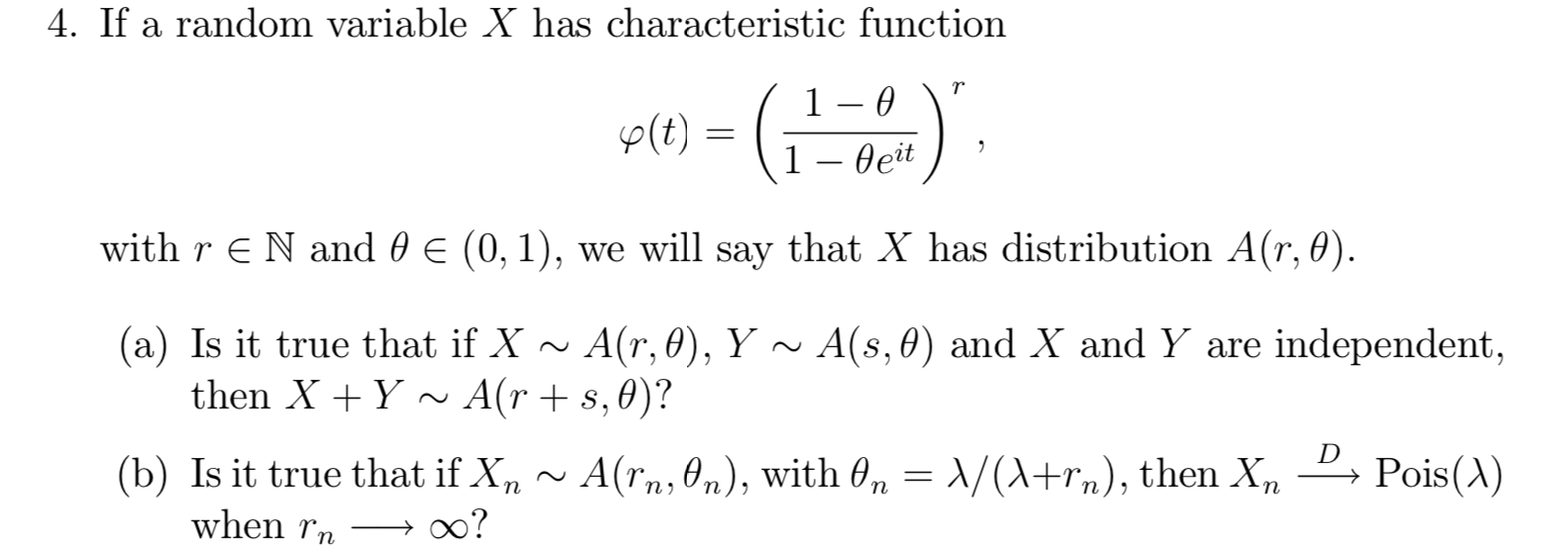 Solved 4. If a random variable X has characteristic function | Chegg.com
