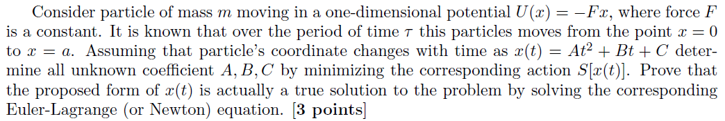 Solved Consider particle of mass m moving in a | Chegg.com