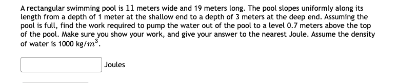 Solved A rectangular swimming pool is 11 meters wide and 19 | Chegg.com