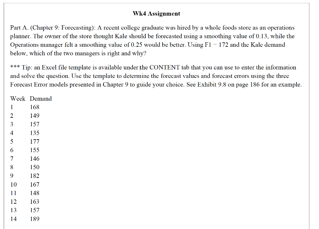Solved Part A. (Chapter 9: Forecasting): A recent college | Chegg.com