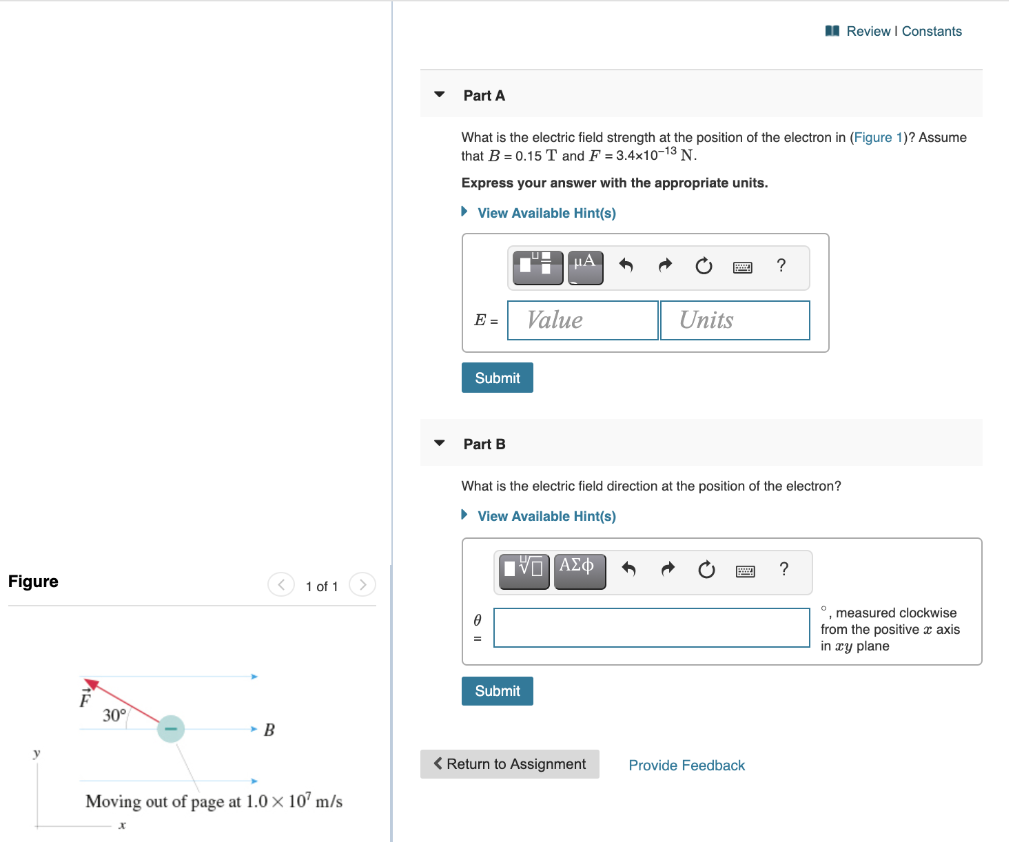 Solved I Review | Constants Part A What is the electric | Chegg.com