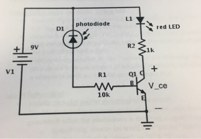 Solved L1 photodiode T red LED D1 R2 1k V1 10k Consider | Chegg.com