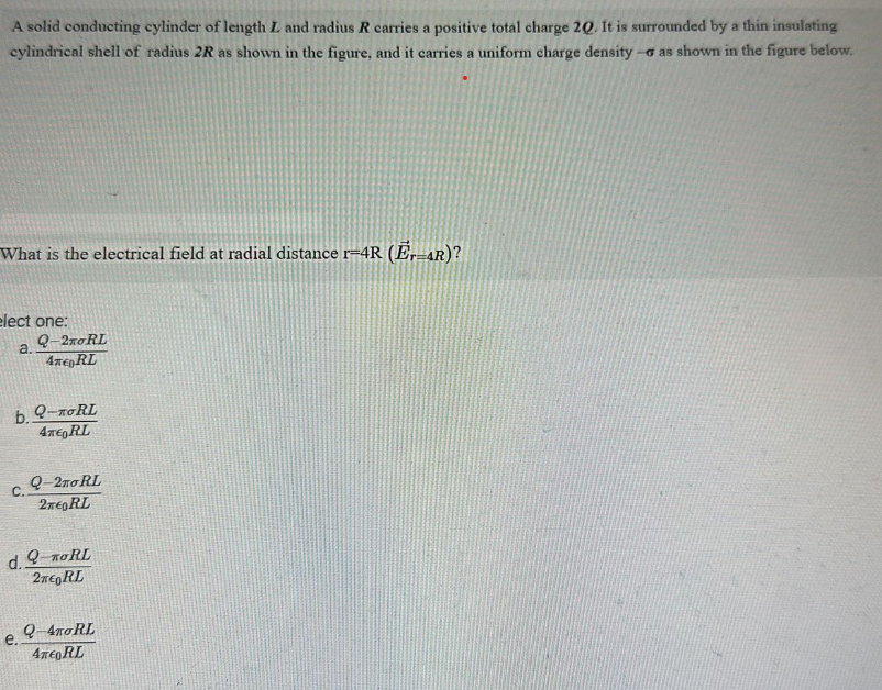 Solved A solid conducting cylinder of length L and radius R | Chegg.com