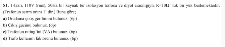 Solved A 1-Phase, 110V (rms), 50Hz source feeds a load of | Chegg.com