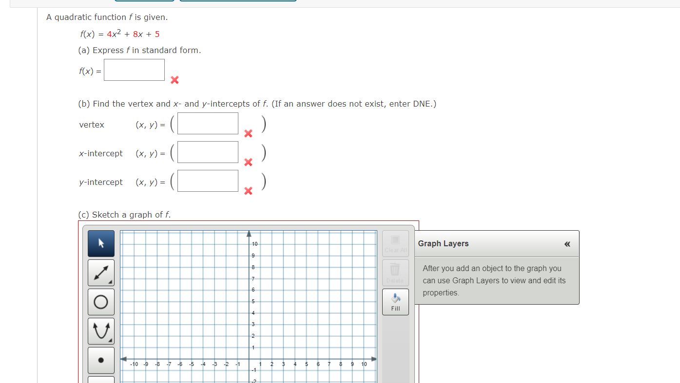 Solved A quadratic function f is given. f(x)=4x2+8x+5 (a) | Chegg.com