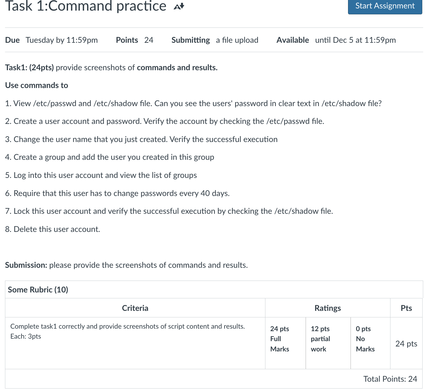 Solved Task 1:Command practice Due Tuesday by 11:59pm | Chegg.com